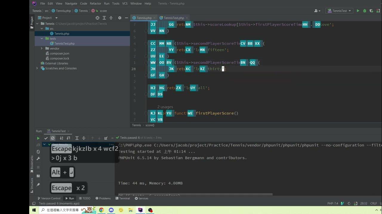 Tennis Kata TDD with PhpStorm, Vim, Copilot #19 20230730 - YouTube