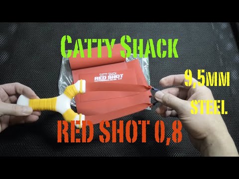 Red Shot 0,8 slingshot latex from Catty Shack & 9,5mm steel - YouTube