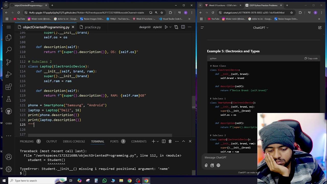 Live Study. Solving Python's Object oriented coding problems. Hindi. - YouTube