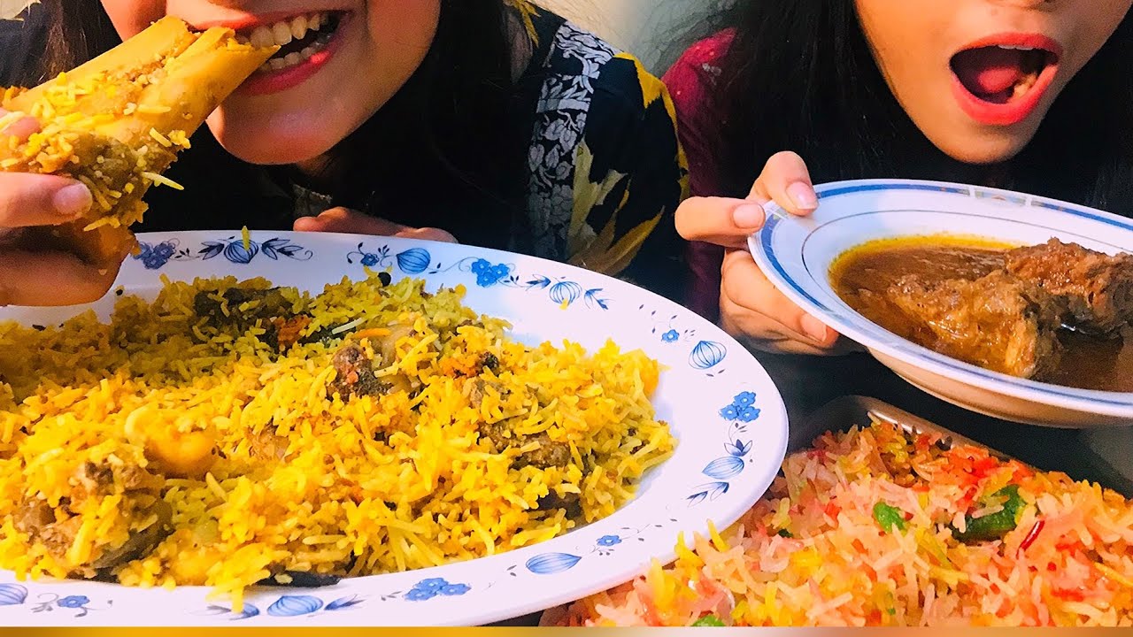 Asmr || eating biryani , zarda , korma mukbang || mutton biryani ...