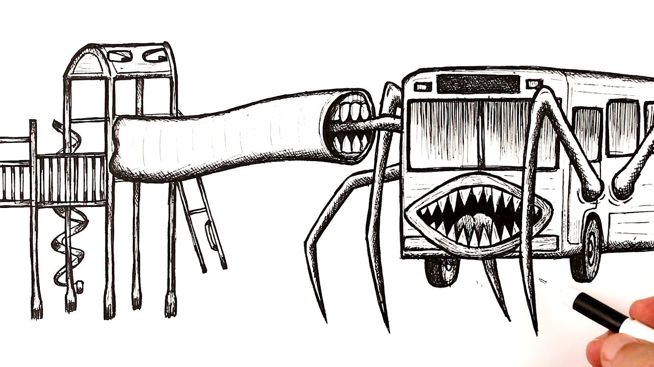How to draw a a Bus Eater attacking Extra Slide - YouTube