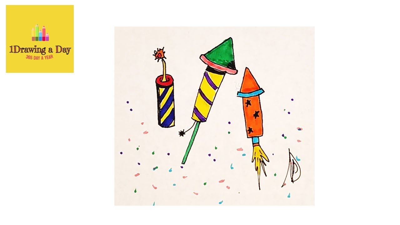 How to draw New Year's Eve fireworks - YouTube