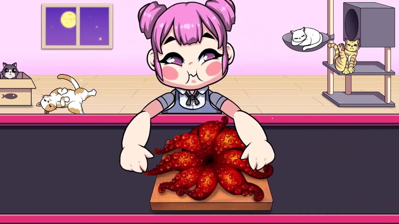 Mukbang Animation eating Cartoon cat | Yoyo girl | Evil cat & Hell dog ...