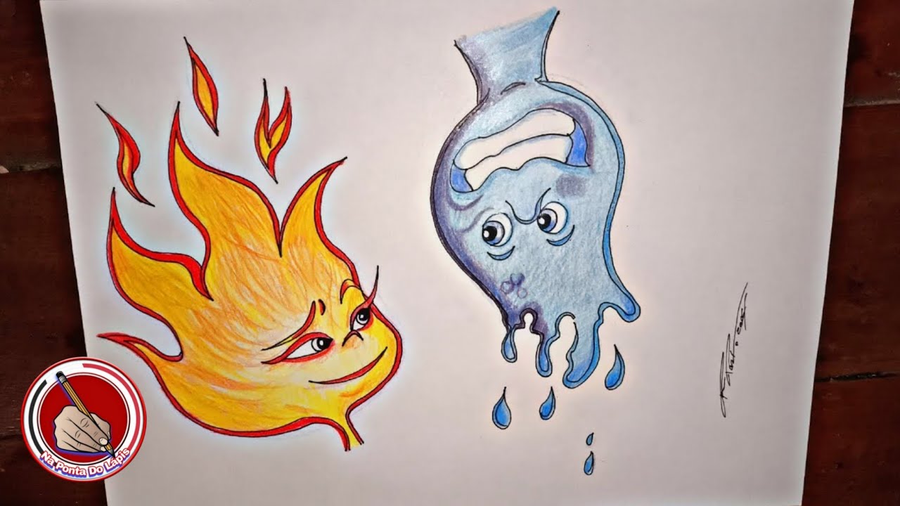 Como desenhar a Faísca e o Gota da animação Elementos Disney narrado ...