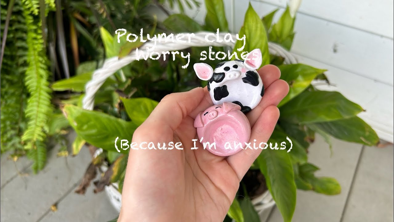 Making polymer clay worry stones! 🐮🐷 #polymerclay #anxiety #art - YouTube