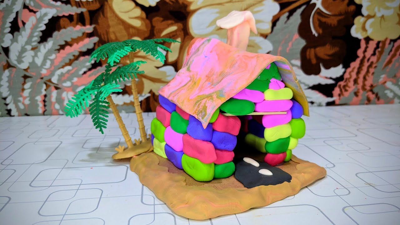 diy How to Make Miniature polymer clay house | diy village clay house ...
