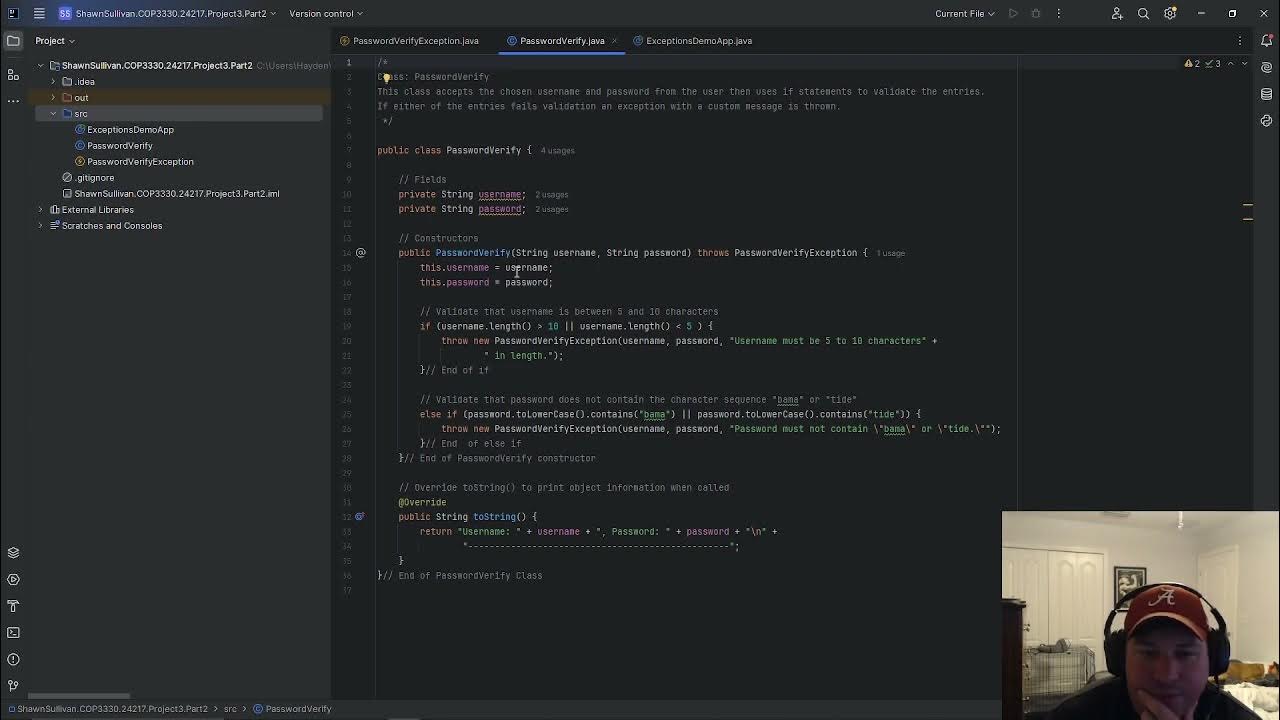 COP 3330C Assignment 3 | Exceptions | Demonstration - YouTube