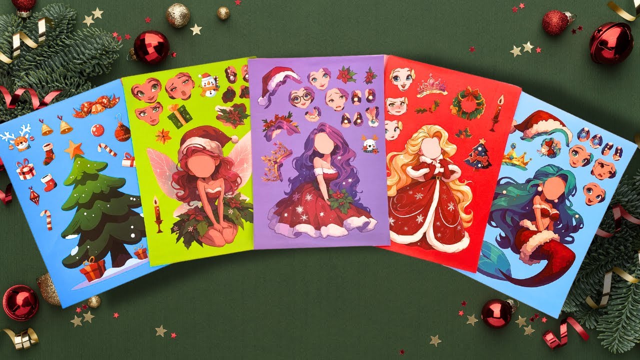 🎄 Merry Christmas Sticker Book Disney Princess Elsa Snow white Rapunzel ...