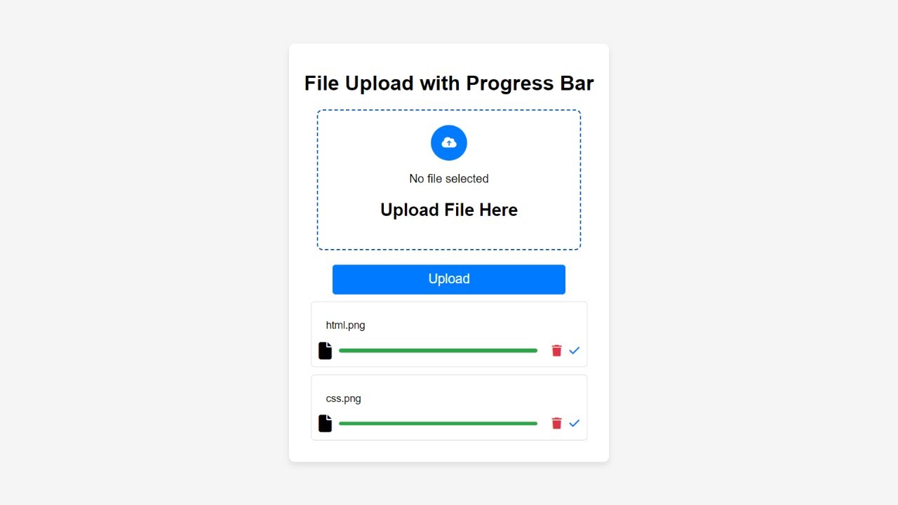Create A Multi File Uploader With Progress Bar Using Html Css And 4124