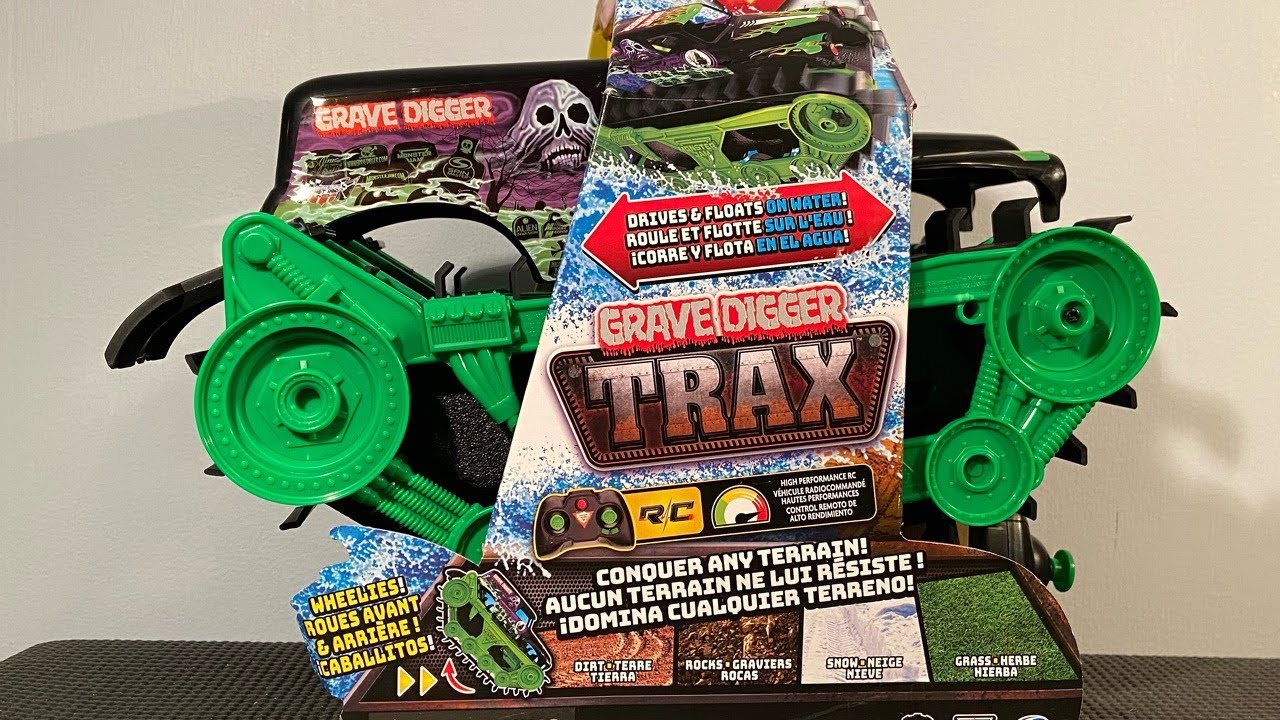 Spin Master Monster Jam GRAVE DIGGER TRAX RC - YouTube