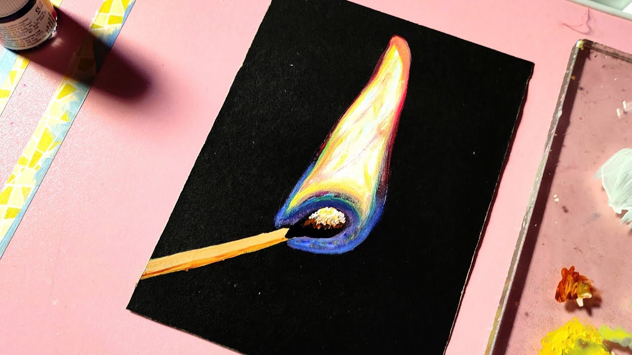 Burning matchstick painting | fire painting | Black Canvas Painting ...