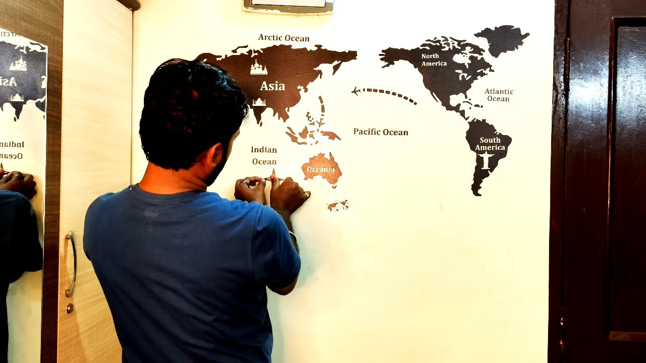 Flipkart SmartBuy 113 cm Wall Stickers Black Education World Map School ...