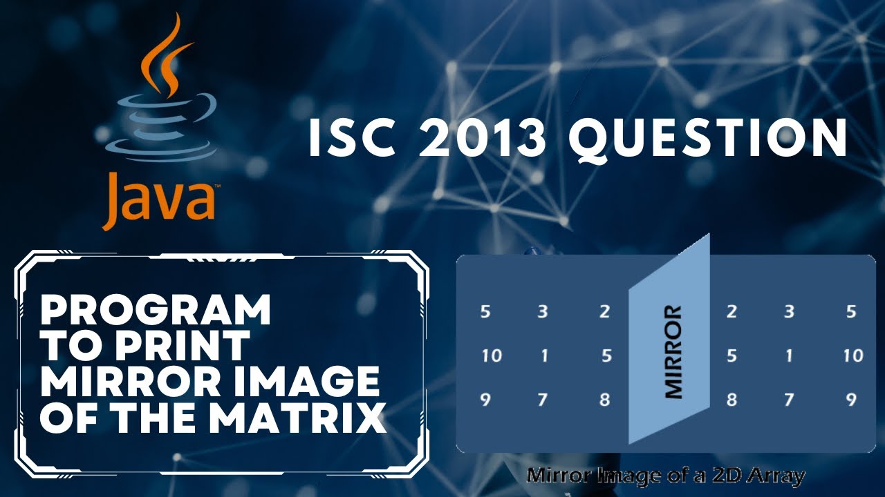 Program to print the mirror image of the Matrix | Class 12th ISC 2013 Question(COMPUTER SCIENCE ...