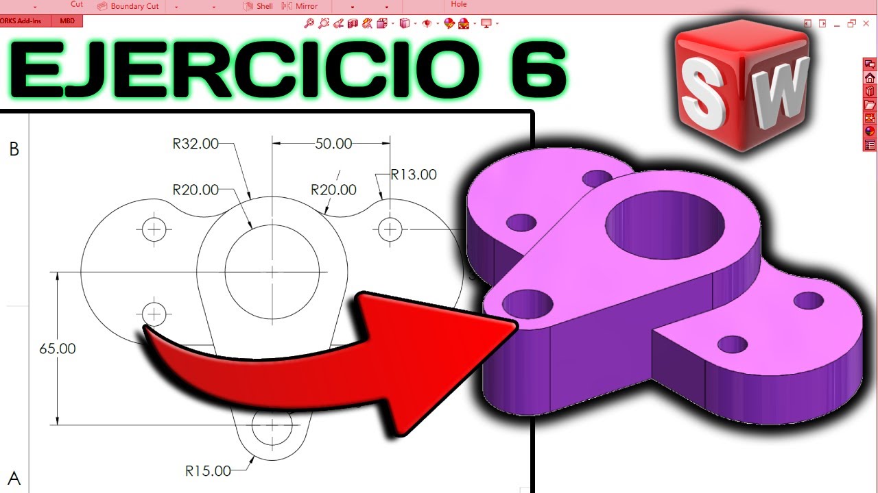 SIMETRIA Y SELECCION DE CONTORNOS | TUTORIAL BASICO SOLIDWORKS ...