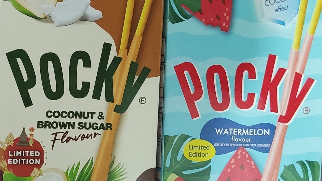 Review Snack Pocky Coconut & Brown Sugar & Pocky Watermelon - YouTube