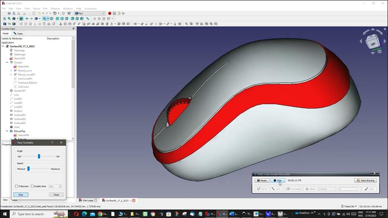 Mouse realizat in FreeCAD Curve and Surface - YouTube
