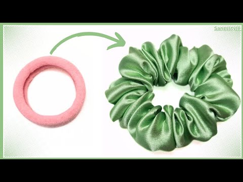 How to make Scrunchies at home with rubber band||Diy Satin silk scrunchie without sewing machine
