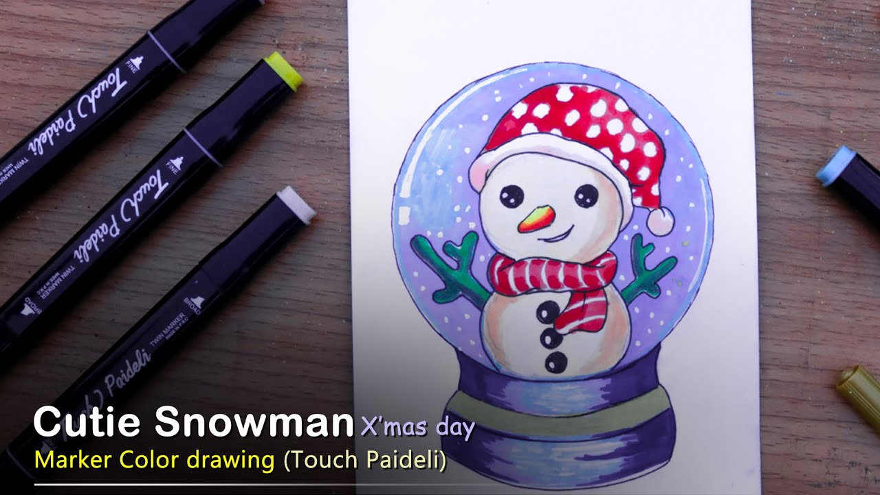 Cute Snowman Christmas day by marker color drawing | Munny art drawing ...