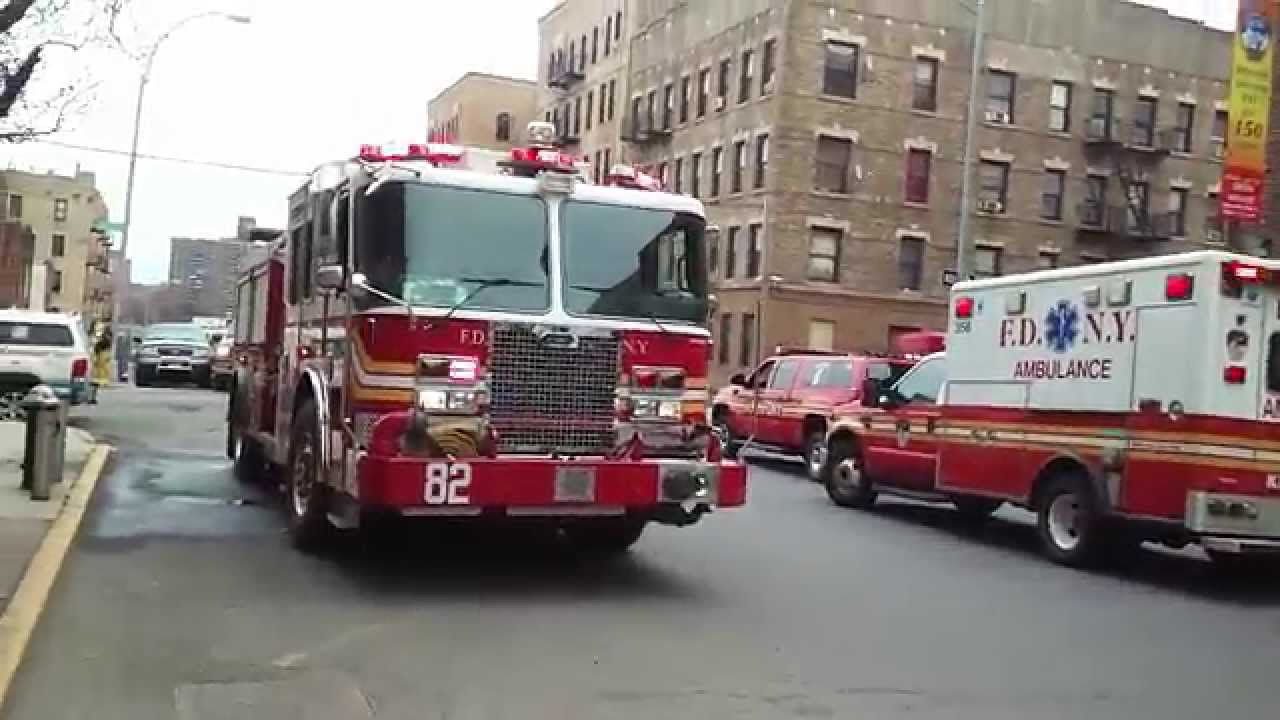 FDNY Engine 82, FDNY Division 6, Battalion 26 and FDNY EMS on Scene Of ...