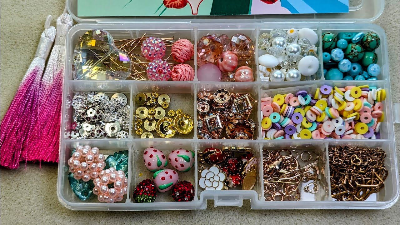 Organizing the March '24 JJB Magical Mystery Bead Box: Strawberry ...