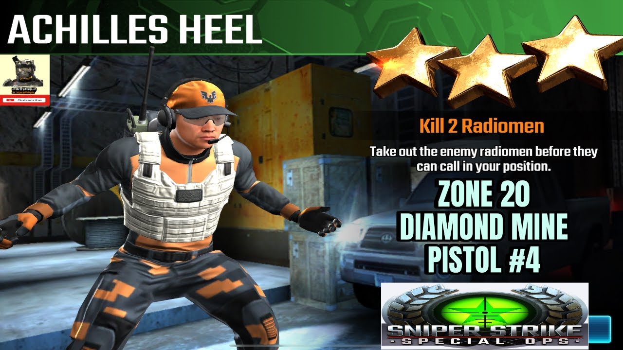 Campaign Zone 20 Diamond Mine Achilles Heel Pistol mission #4 Sniper strike : special ops - YouTube