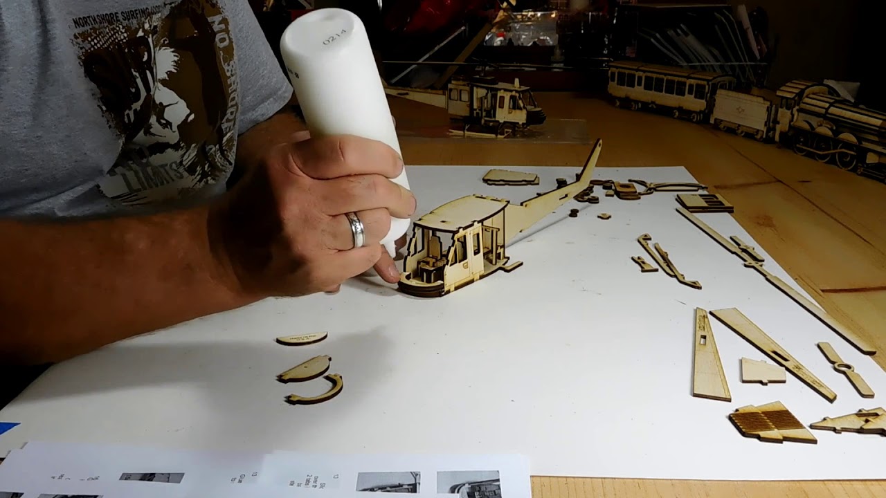 Huey Wood Model Kit Assembly Video LazerModels - YouTube