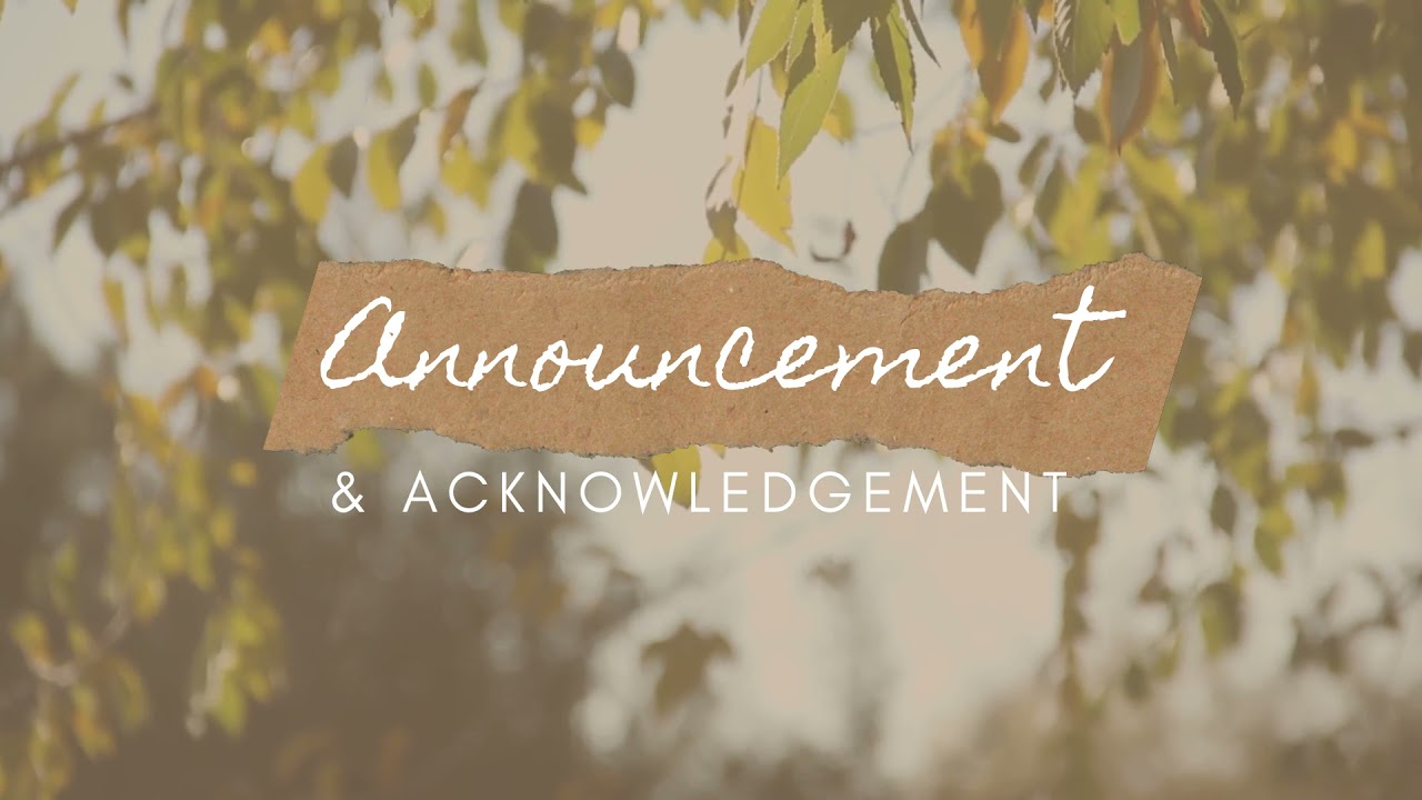 Announcement & Acknowledgement | Church Background standby loop - YouTube