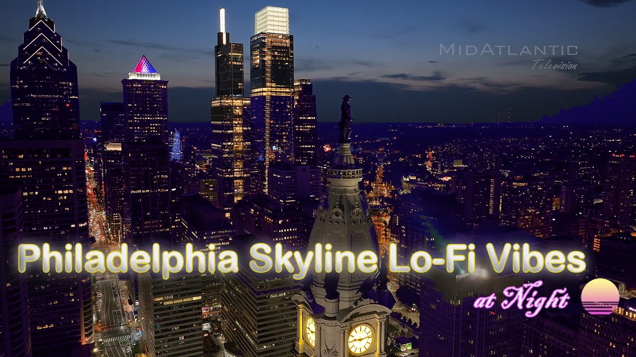Philadelphia Skyline Serenity at Night: A Relaxing Aerial Journey in 4K ...