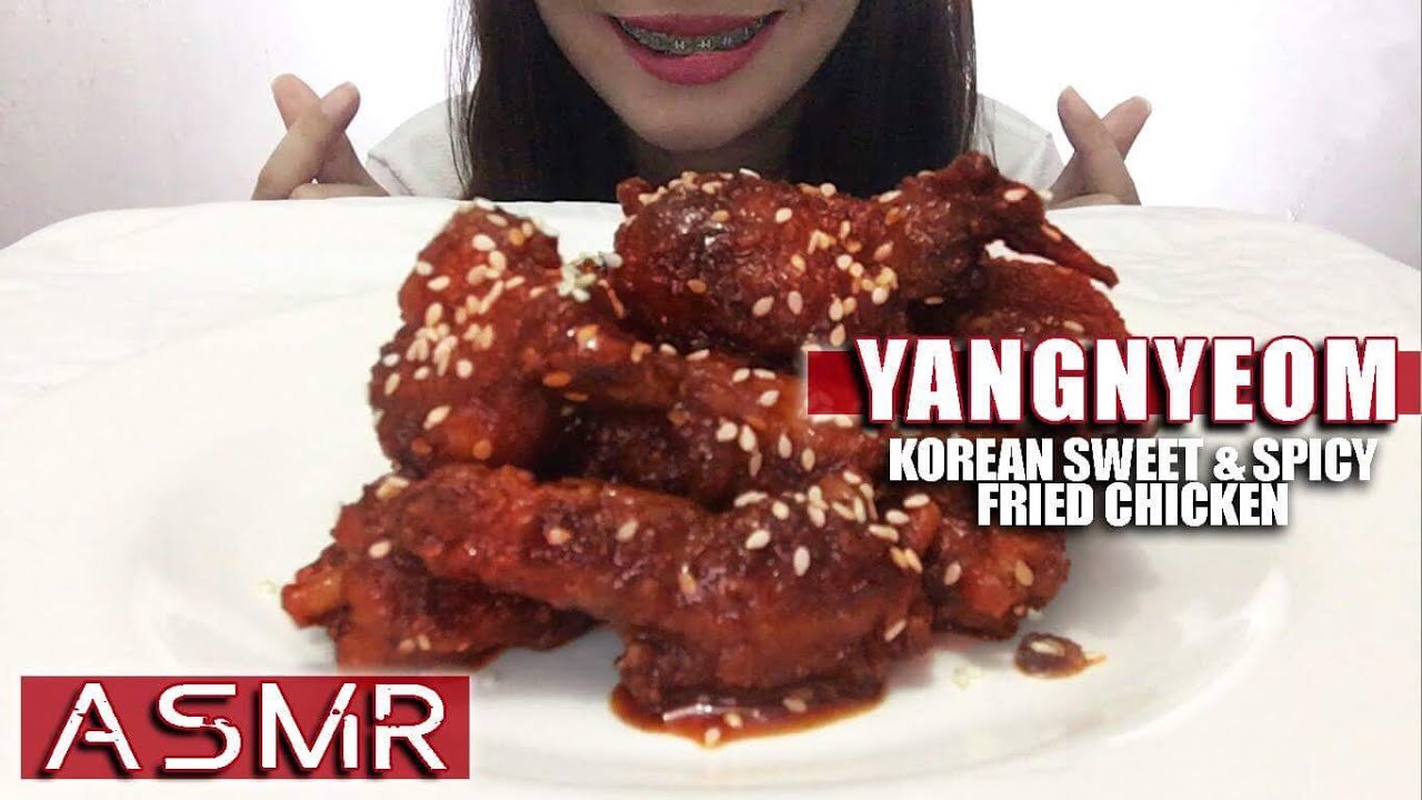 ASMR Eating: Korean Sweet & Spicy Chicken (Yangnyeom) | *No Talking ...