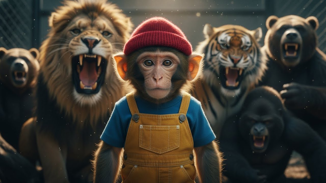Baby Monkey First Day at School 🎒 Cute Animal Friends Cartoon | Rhesus ...
