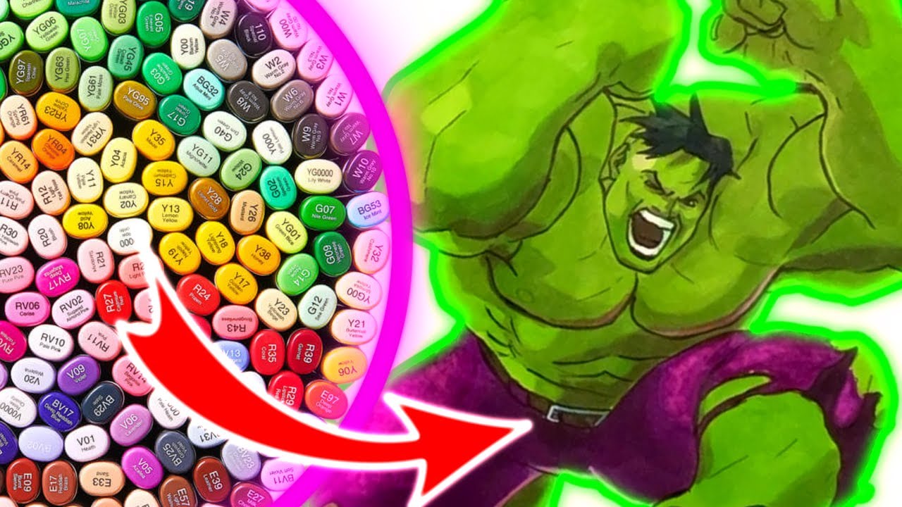 Marvelous Hulk Transformation: Speed Drawing with Alcohol Markers ...