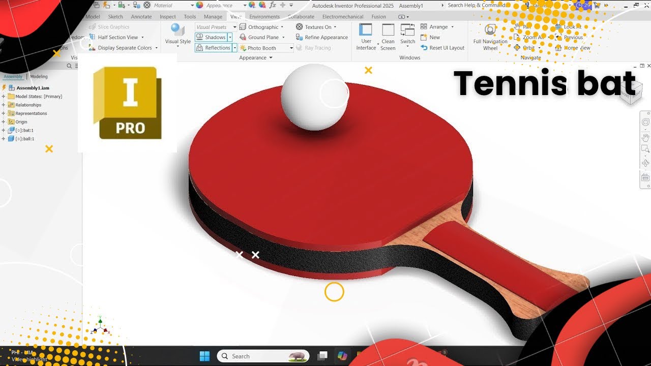 Autodesk Inventor Tutorial: Table Tennis Racket 3D Modeling 🏓 - YouTube