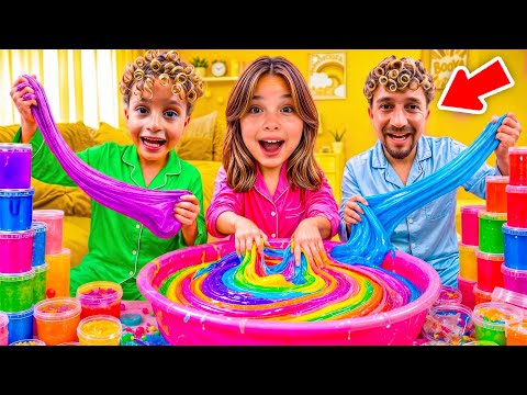 TEK RENK SLİME ‼️ KUZEY ELİF VE BABASI YARIŞMA !!