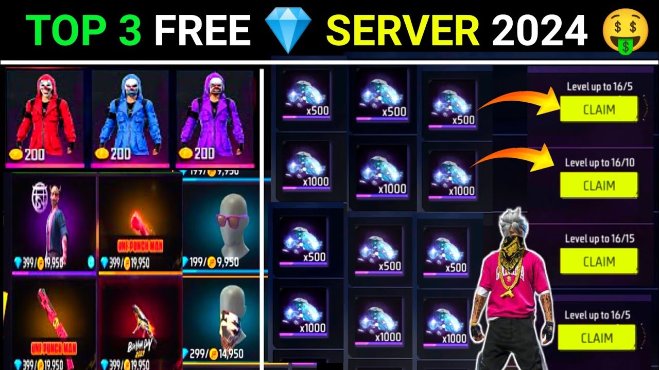 FREE FIRE TOP 3 BEST 😱 FREE DIAMOND SERVER 💎 | BEST SERVER FOR FREE FIRE | FF BEST SERVER - YouTube