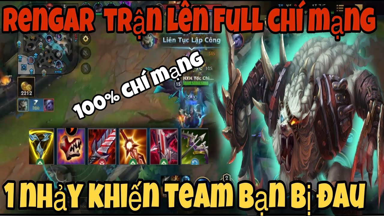 [LMHT: tốc chiến] Rengar trận full 100 chí mạng 1 nháy bay màu - YouTube