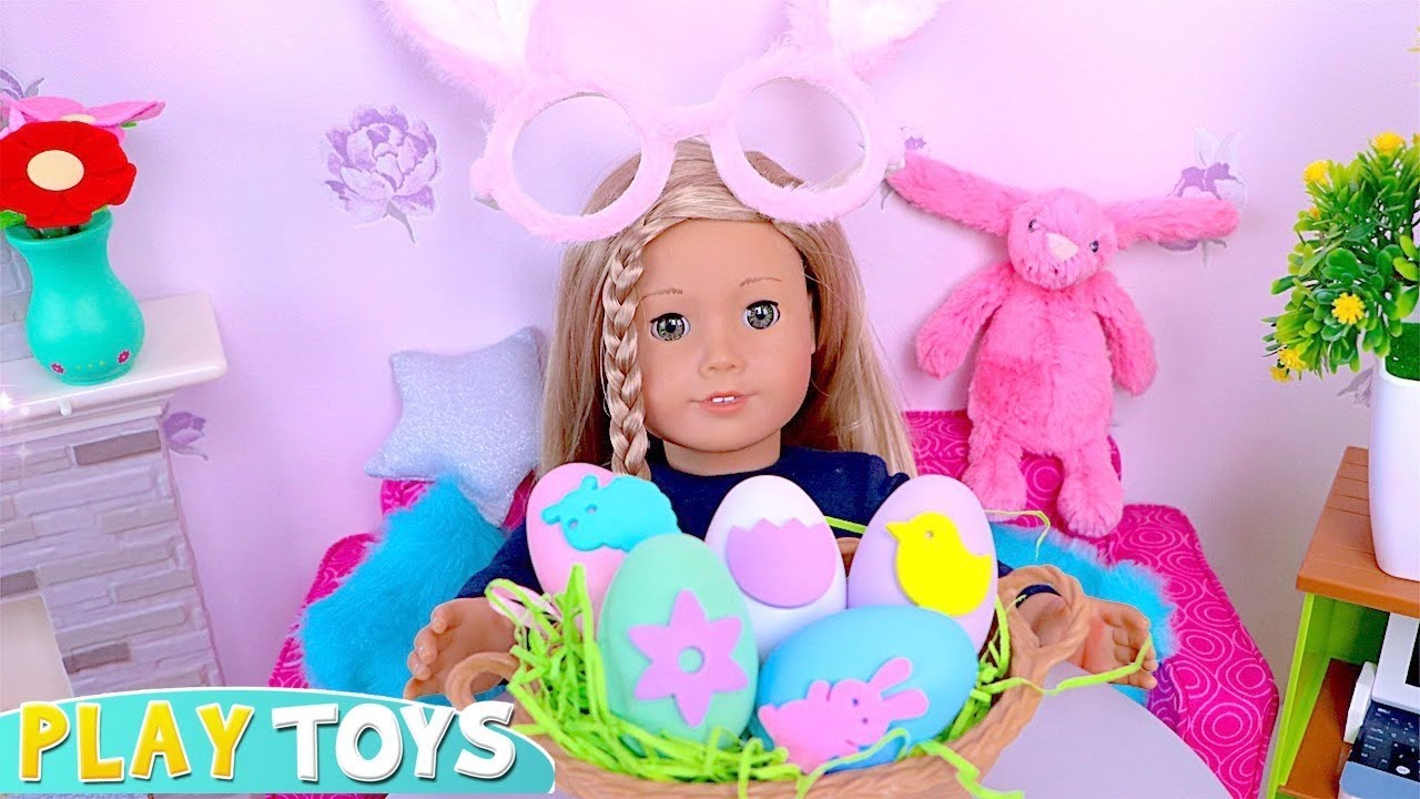 Baby Doll decorates Easter Eggs! Play Toys DIY for kids - YouTube