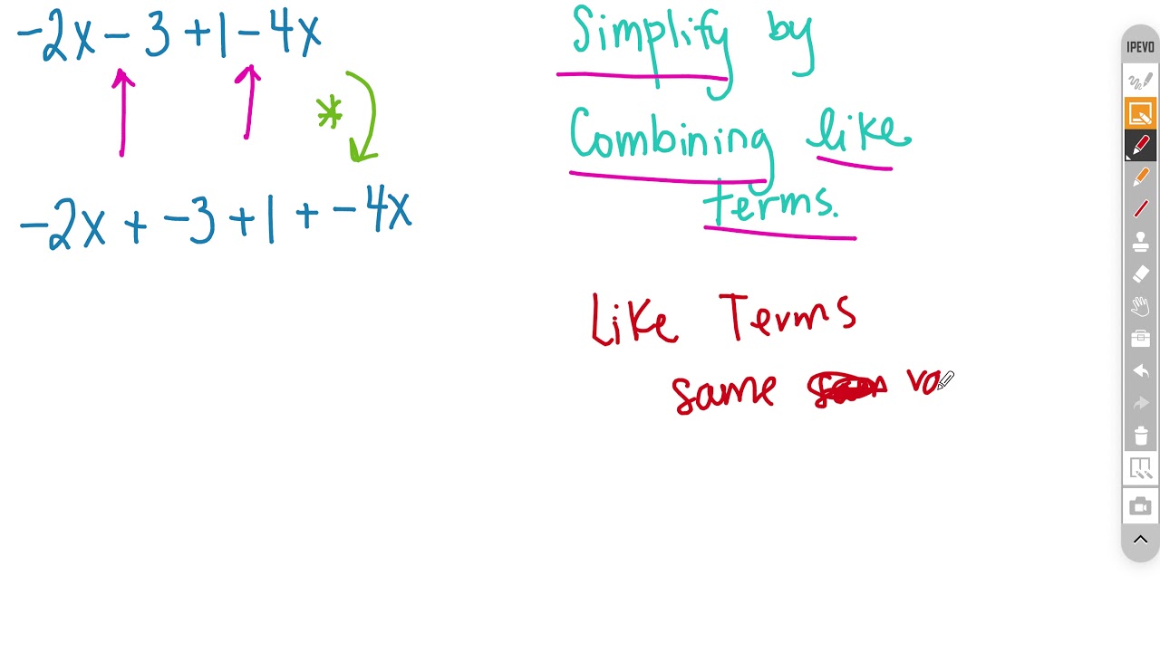 Combining Like Terms Ex. 1 - YouTube