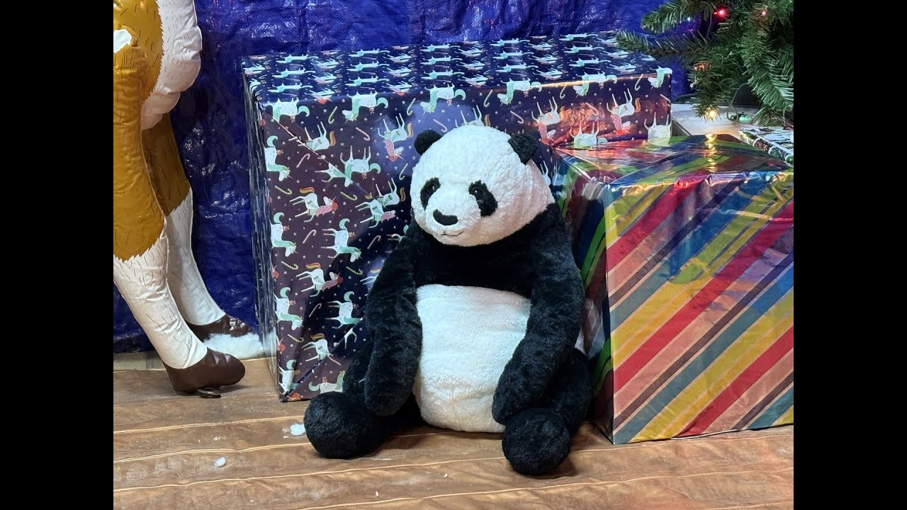 Bad Santa Destroys Stuffed Panda Bear Toy - YouTube