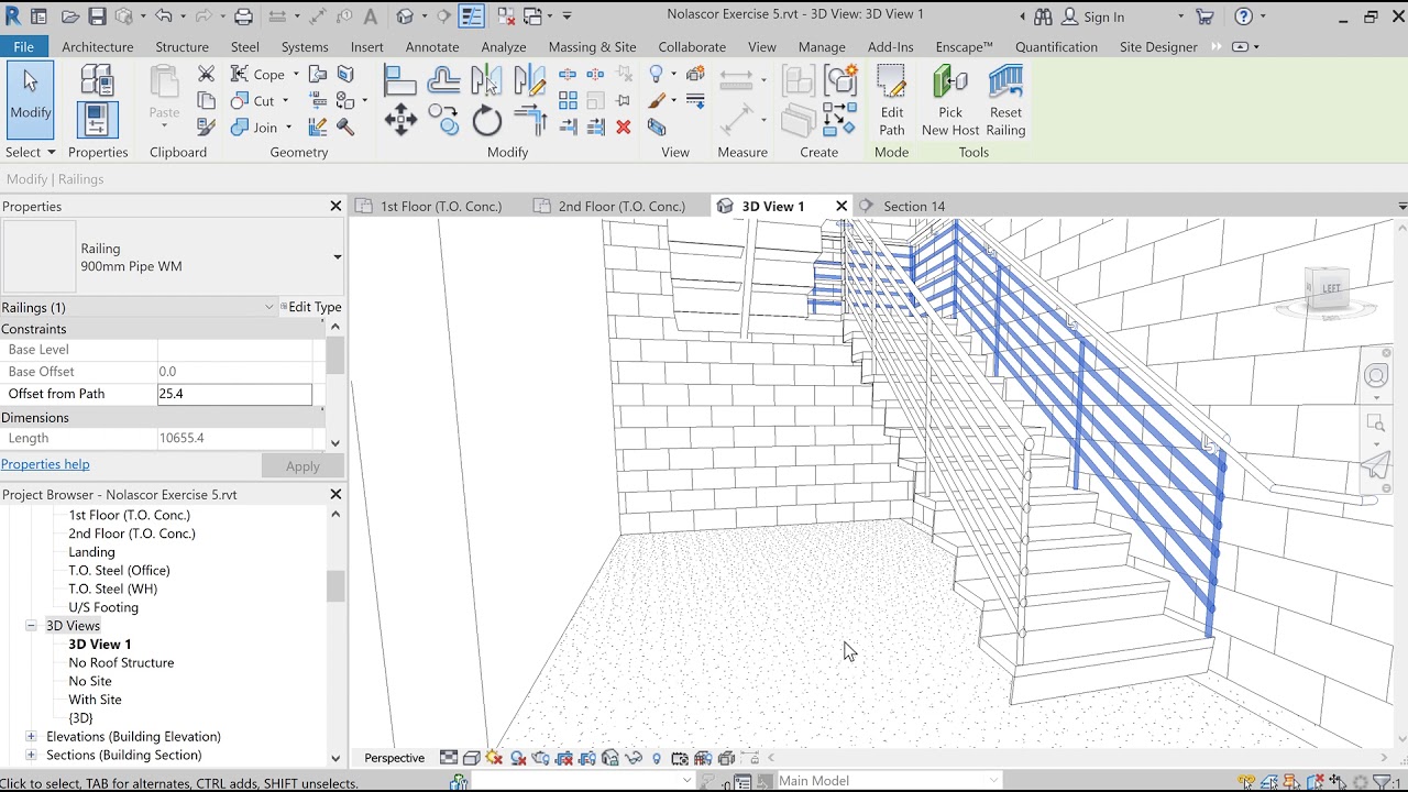 8 Wall Mount Railing in Revit - YouTube