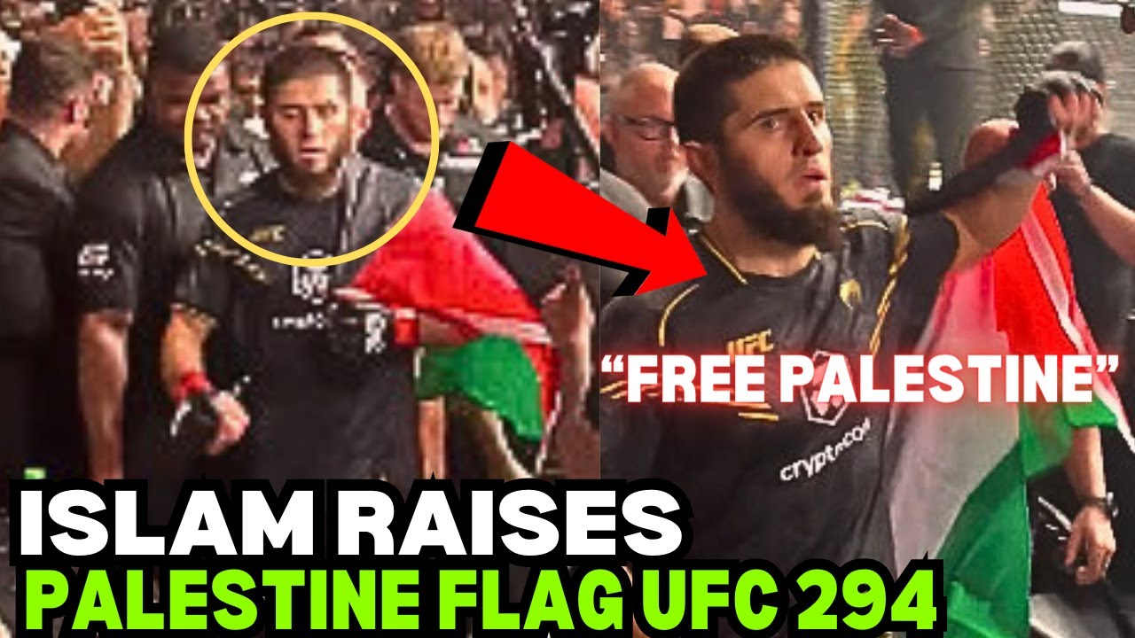 Islam Makhachev RAISES Palestine Flag After UFC 294 Win Against ...