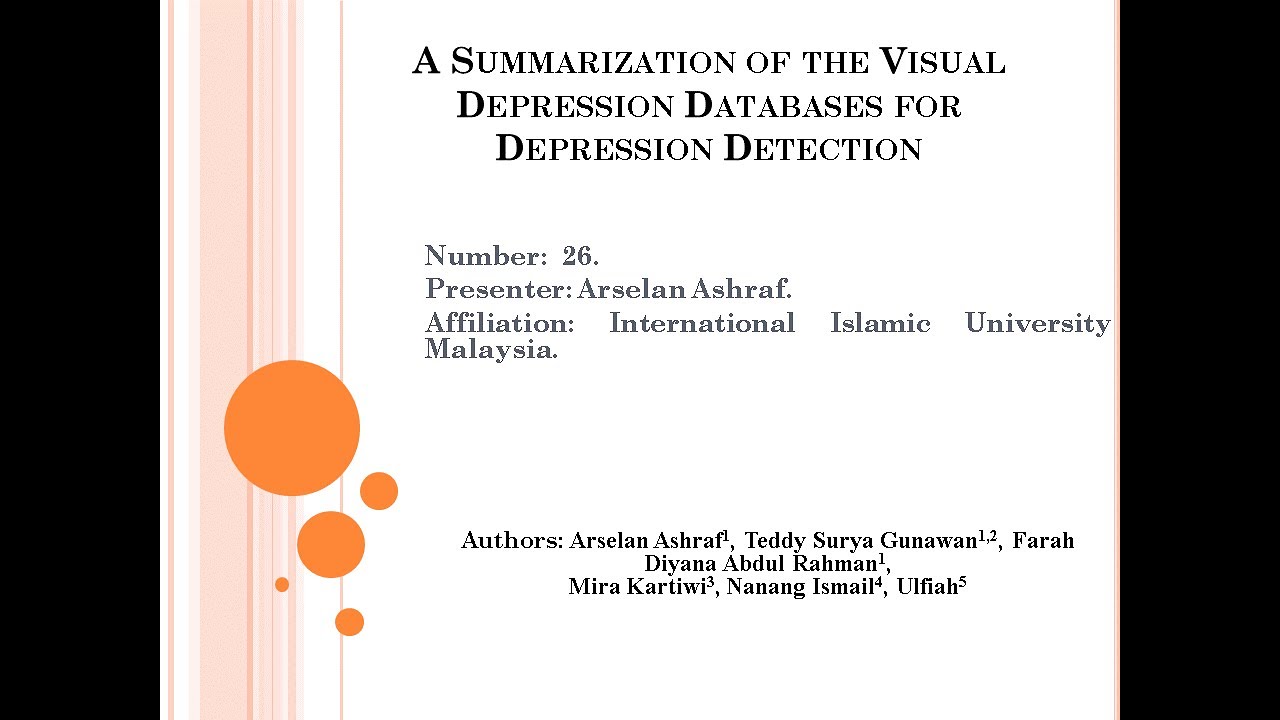 A Summarization of the Visual Depression Databases for Depression ...