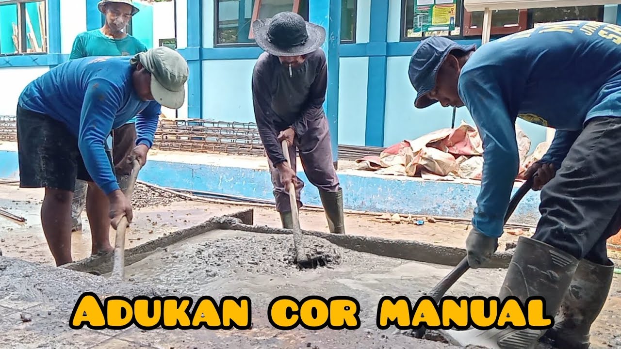 cara buat adukan cor manual - YouTube
