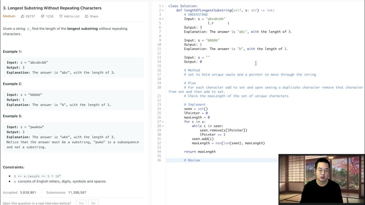 UMPIRE Algorithms Longest Substring Without Repeating Characters - YouTube