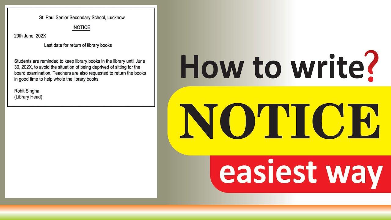 How to write A Notice | Notice Writing | Notice Writing Format | Notice ...