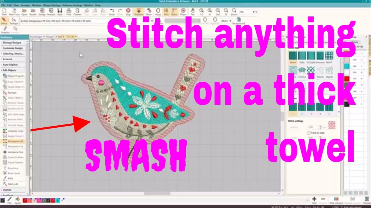 How to Embroider on Towels: Hatch Smash Stitch Part 2 ANY DESIGN - YouTube