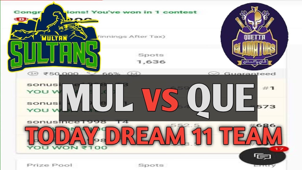 MUL vs QUE Dream11, MUL vs QUE Dream11 Prediction, Multan Sultan vs ...