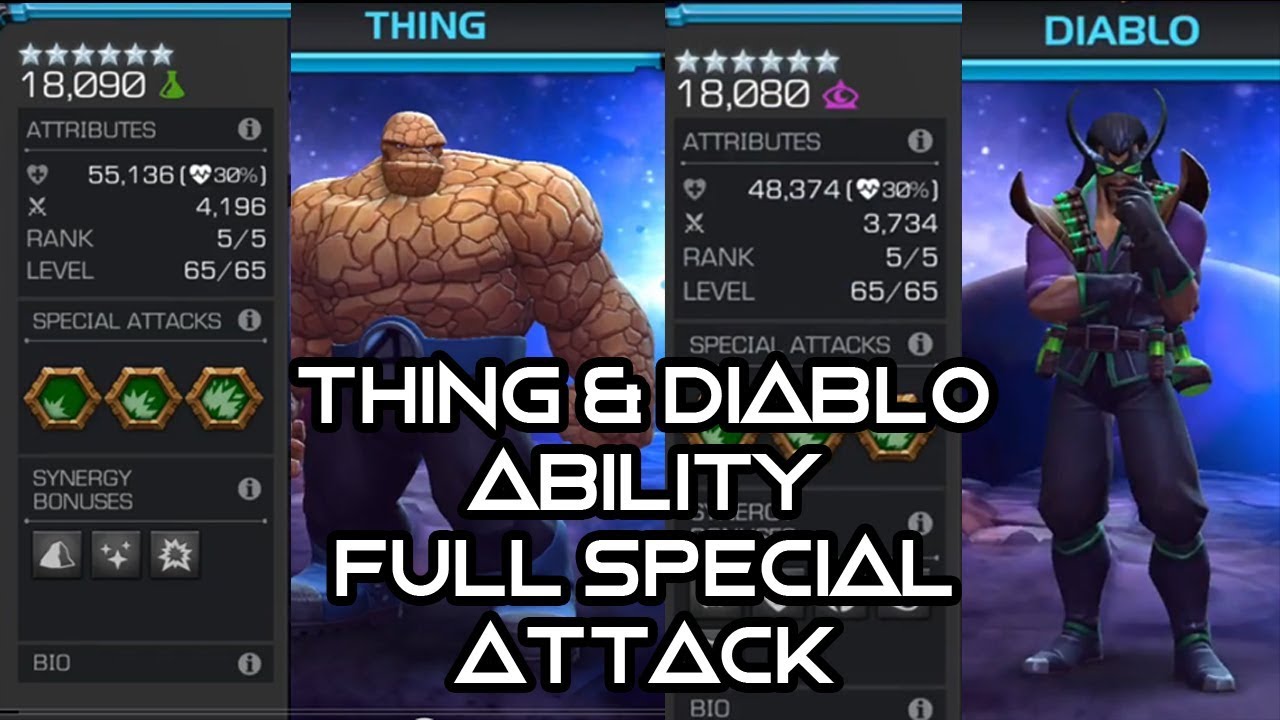 THING & DIABLO ABILITY & FULL SPECIAL ATTACK - MCOC - MARVEL CONTEST OF ...