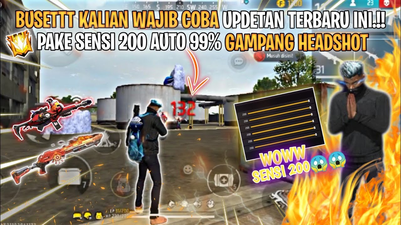 SOLO VS SQUAD COBAIN SENSITIVITAS 200, AUTO 99% GAMPANG HEADSHOT ...