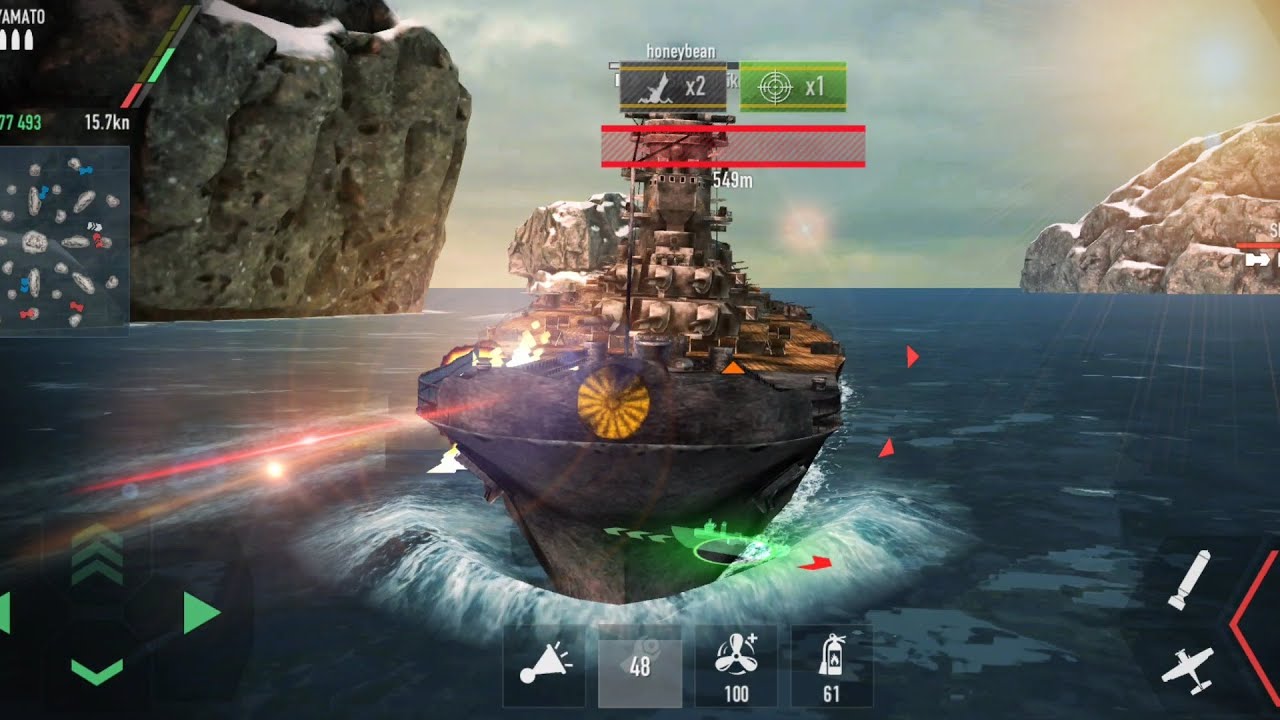 IJN YAMATO HYPER MOD ON, BACK TO BACK DESTROY - BATTLE OF WARSHIPS - YouTube