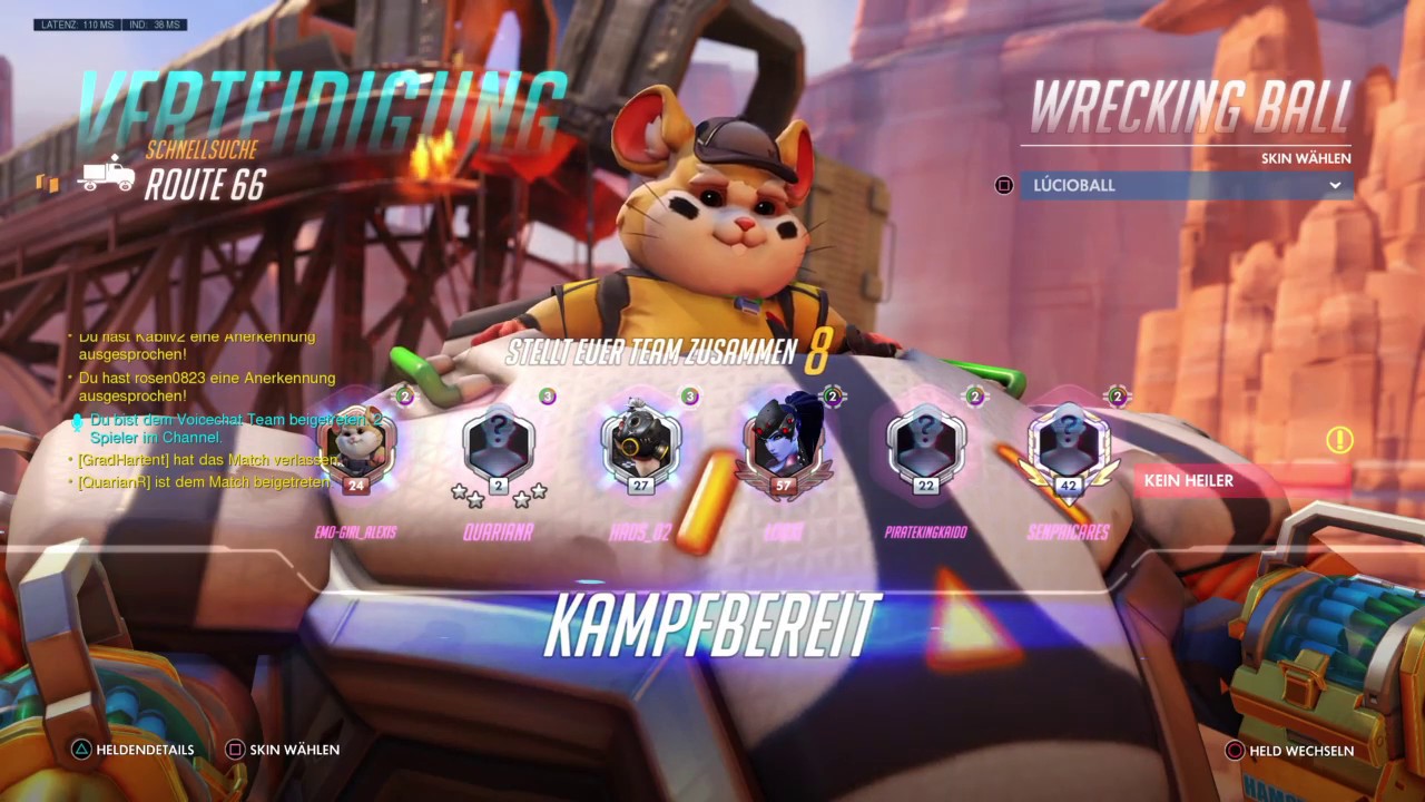 Overwatch - Wrecking Ball / Hammond Lucioball Skin Gameplay ( 320 Hrs+ ...